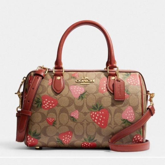 Coach | Bags | Coach Strawberry Signature Rowan Crossbody Purse | Poshmark